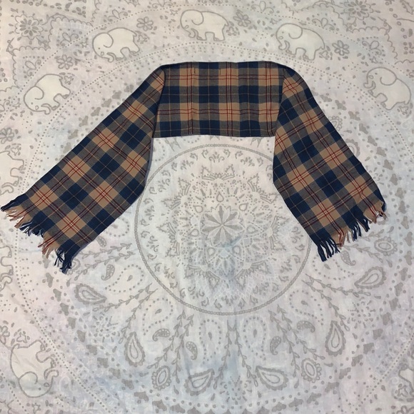 Pendleton | Accessories | Vintage Pendleton 0 Virgin Wool Scarf 58 Fringed Tan Blue Tartan Plaid ...